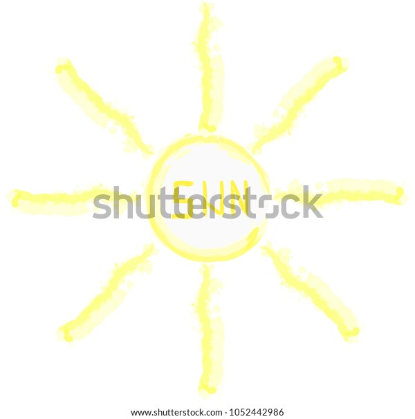 Watercolor Vector Illustration Sun Child Draw Stock Vector (Royalty ...