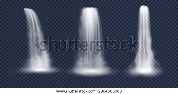 Waterfall Cascade Set Isolated On Transparent Stock Vector (Royalty ...