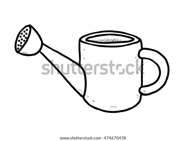 Watering Pot Cartoon Vector Illustration Black: เวกเตอร์สต็อก (ปลอดค่า ...