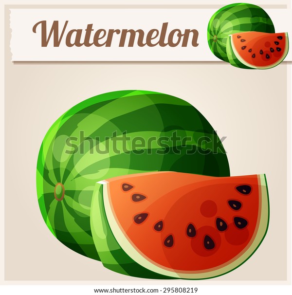 sandía. Icono vectorial de caricatura. Serie de alimentos y bebidas e ...