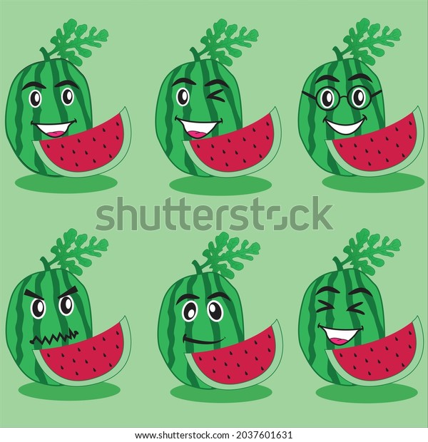 Watermelon Character Can Be Use Flascard Stock Vector (Royalty Free ...
