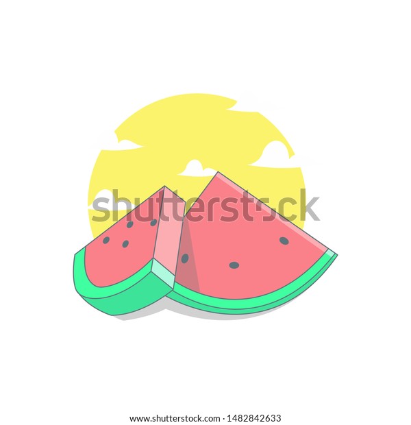 Watermelon Cut Off Cartoon Vector Illustration Stock Vector (Royalty ...