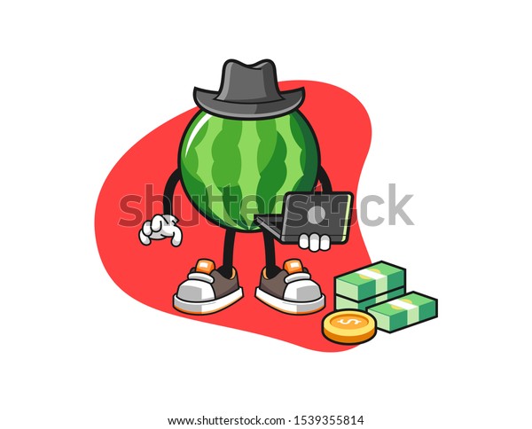 Watermelon Hacker Cartoon Mascot Character Vector Stock Vector (Royalty ...
