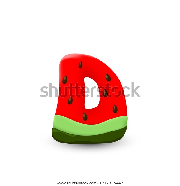 Watermelon Letter D 3d Vector Icon Stock Vector (Royalty Free ...