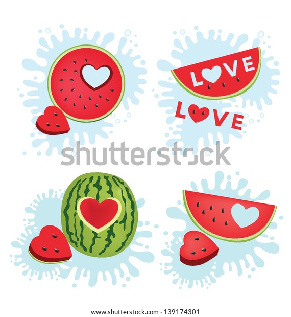 Watermelon Love Watermelon Splash Vector Illustration Stock Vector ...