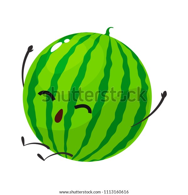 Watermelon Mascot Jumping Stock Vector (Royalty Free) 1113160616 ...