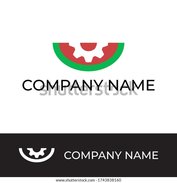 Watermelon Negative Space Gear Logo Design Stock Vector (Royalty Free ...