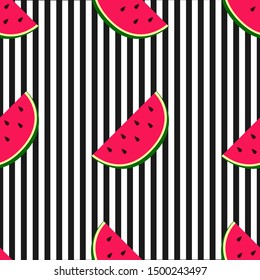 Watermelon On Striped Background Seamless Vector Stock Vector (Royalty ...