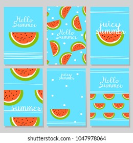 Watermelon Postcard Set Set Cute Cards Stock Vector (Royalty Free ...