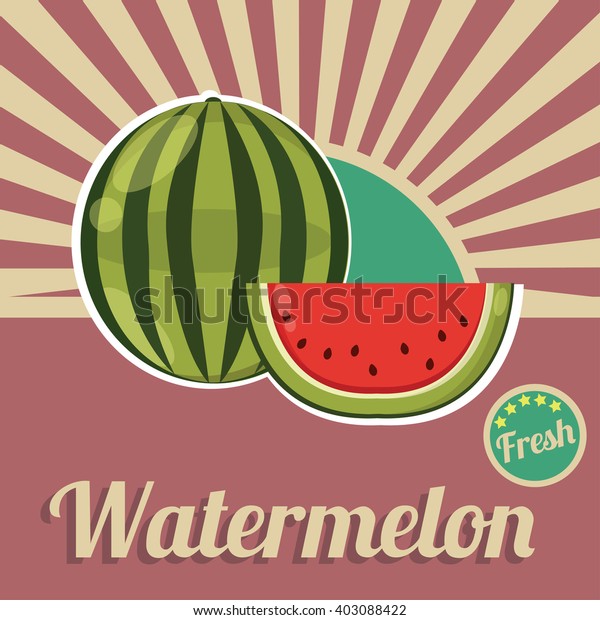 Watermelon Poster with Retro Style. Isolated Vector. Illustration
