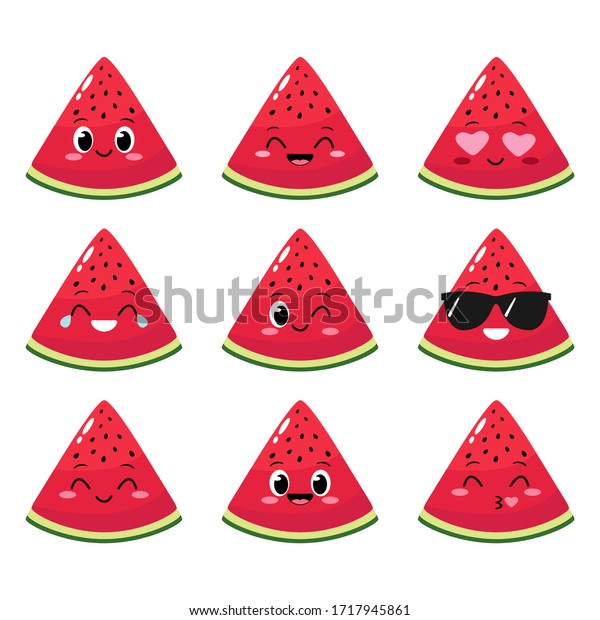 Watermelon Slice Character Funny Face Happy Stock Vector (Royalty Free ...