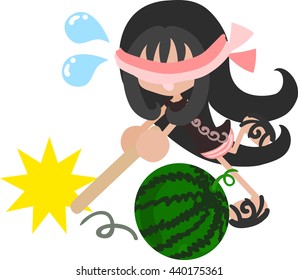 Watermelon Splitting Game Stock Vector (Royalty Free) 440175361 ...