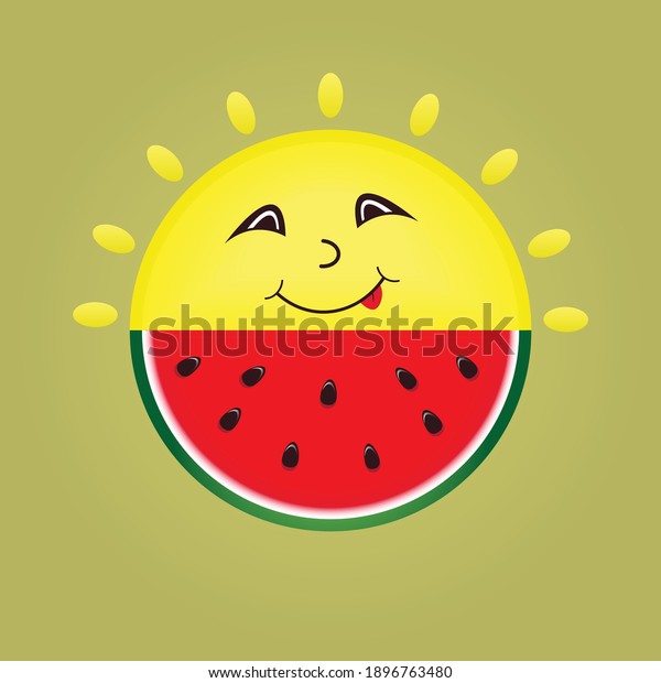 Watermelon Sun Vector Drawing Realistic Watermelon Stock Vector ...
