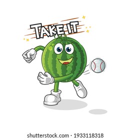 Watermelon Throwing Baseball Vector Cartoon Character Stock Vector ...