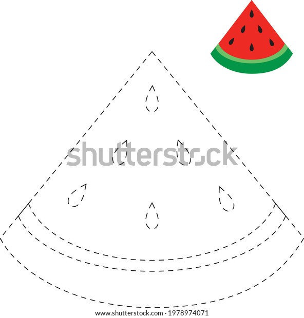 Watermelon Tracing Worksheet Kindergarten Activity Preschool ...