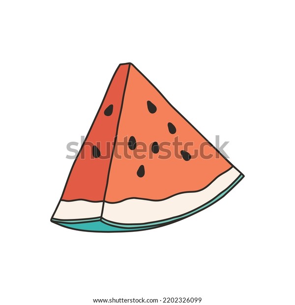 Watermelon Wedge Cartoon Style Vector Illustration Stock Vector ...