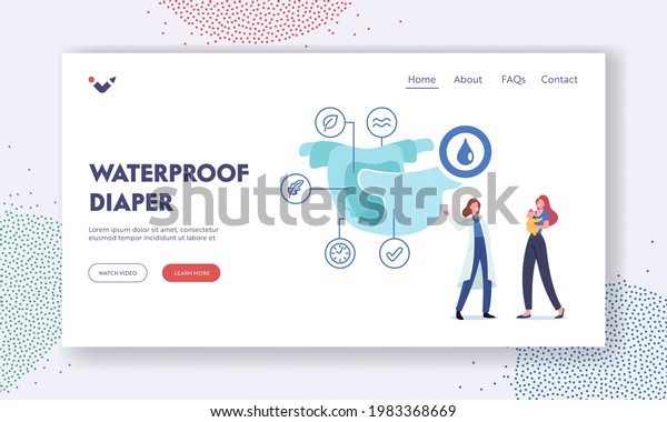 Waterproof Diaper Landing Page Template Tiny Stock Vector (Royalty Free ...