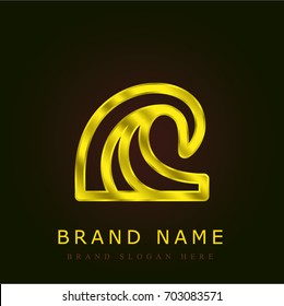Wave Golden Metallic Logo Stock Vector (Royalty Free) 703083571 ...
