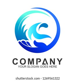 Wave Hand Logo Circle Shape Stock Vector (Royalty Free) 1269561322 ...