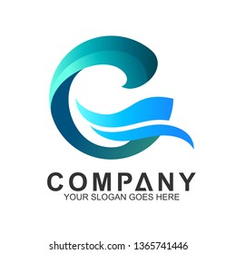 Wave Letter G Logo Design Template: vetor stock (livre de direitos ...