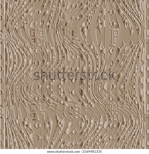 Wave Lines 3d Seamless Pattern Emboss Stock Vector (Royalty Free ...