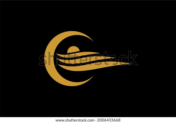 Wave Moon Logo Design Wave Illustration Stock Vector (Royalty Free ...