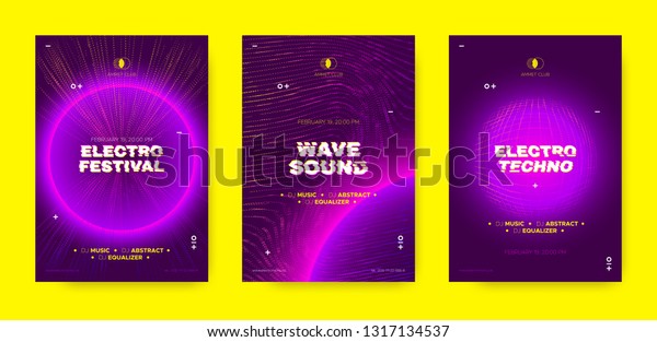 Wave Music Posters Abstract Sound Flyers Stock Vector (Royalty Free ...