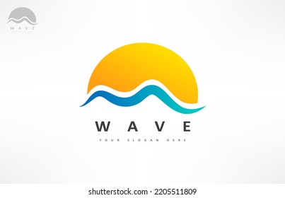 Wave Sun Logo Vector Water Design Stock Vector (Royalty Free ...