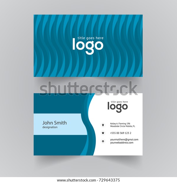 Wave Theme Business Card Vector Template Stock Vector (Royalty Free ...