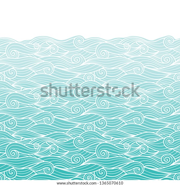 Waves Pattern Horizontally Seamless Border Background 스톡 벡터(로열티 프리 ...