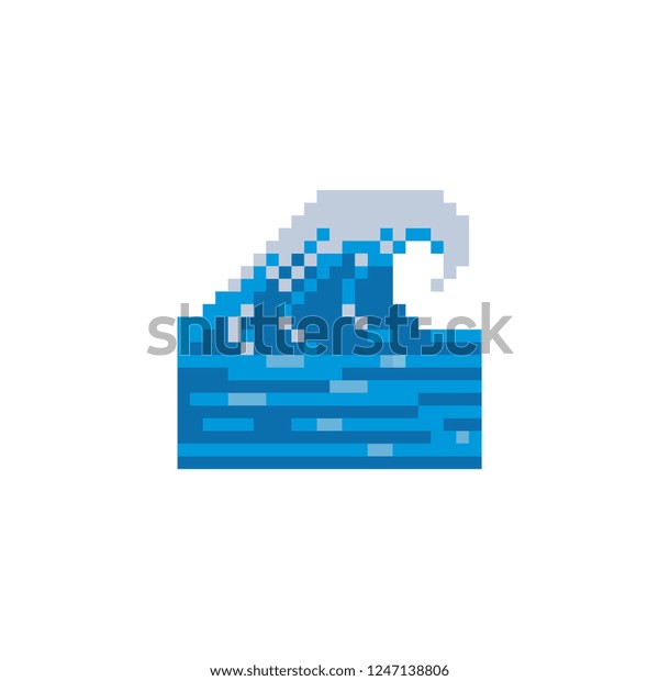 Waves Pixel Art Icon Water Wave Stock Vector (Royalty Free) 1247138806