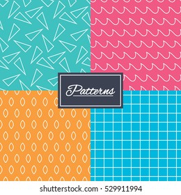 Waves Triangles Squares Seamless Textures Linear Stock Vector (Royalty Free) 529911994 ...