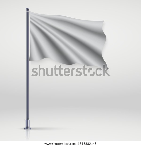 Waving Blank Flag On Flagpole Template Stock Vector (Royalty Free ...