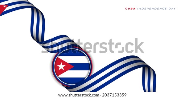 Waving Cuba Ribbon Flag Cuba Circle Stock Vector (Royalty Free ...
