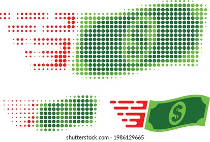 Waving Dollar Banknote Halftone Dotted Icon Stock Vector (Royalty Free ...
