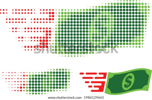Waving Dollar Banknote Halftone Dotted Icon Stock Vector (Royalty Free ...