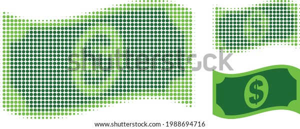 Waving Dollar Banknote Halftone Dotted Icon Stock Vector (Royalty Free ...