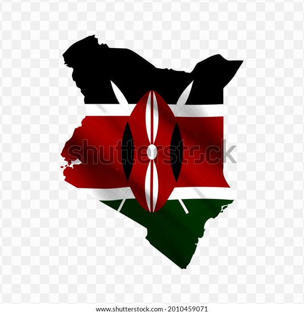 Waving Flag Map Kenya Transparent Background Stock Vector (Royalty Free ...