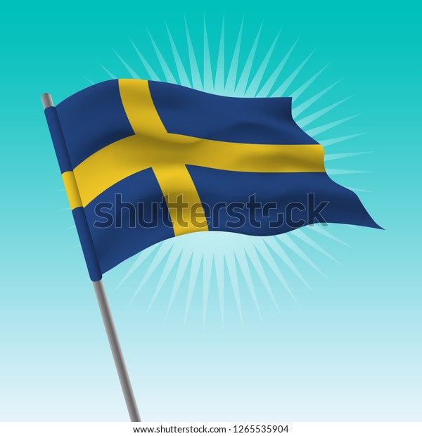 Waving Flag Sweden Vector Drawing Illustration 库存矢量图（免版税）1265535904 ...