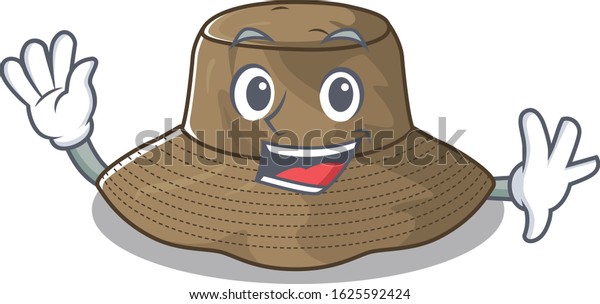 Waving Friendly Bucket Hat Cartoon Character 스톡 벡터(로열티 프리) 1625592424