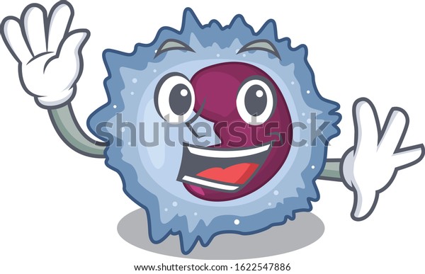 Waving Friendly Monocyte Cell Cartoon Character Stock Vector (Royalty ...