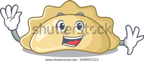 Waving Friendly Pierogi Cartoon Character Design Stock Vector (Royalty ...