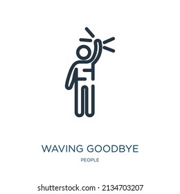 Waving Goodbye Thin Line Icon Goodbye Stock Vector (Royalty Free ...