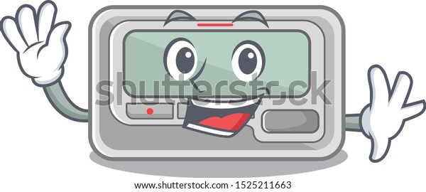 Waving Pager Placed Above Cartoon Wooden Stock Vector (Royalty Free ...