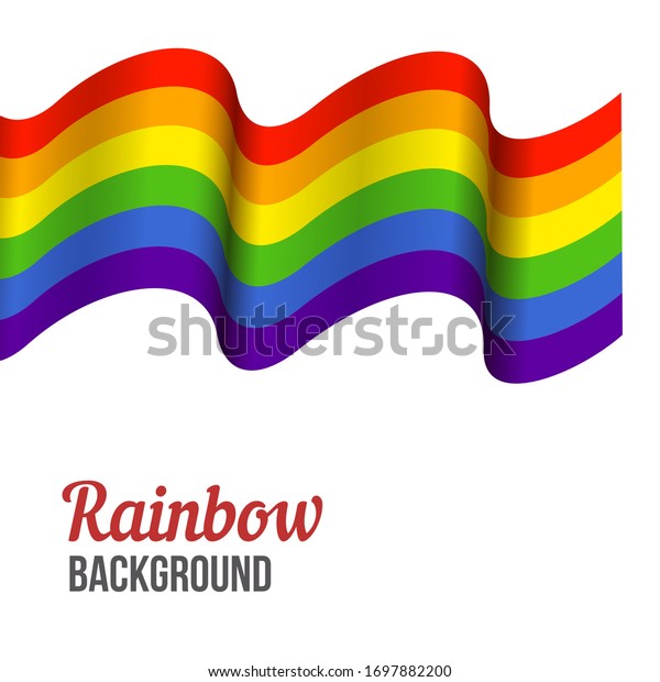 Waving Rainbow Flag On White Background Stock Vector Royalty Free