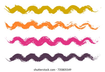 Wavy Brush Stroke Collection Paint Brush Stock Vector (Royalty Free ...