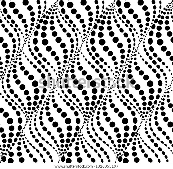 Wavy Dotted Line Seamless Pattern Black Stock Vector (Royalty Free ...