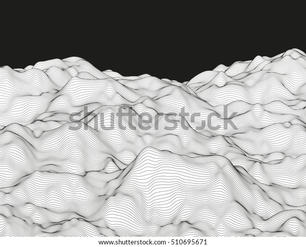 Wavy Linear Monochrome Procedural Terrain Striped Stock Vector (Royalty ...