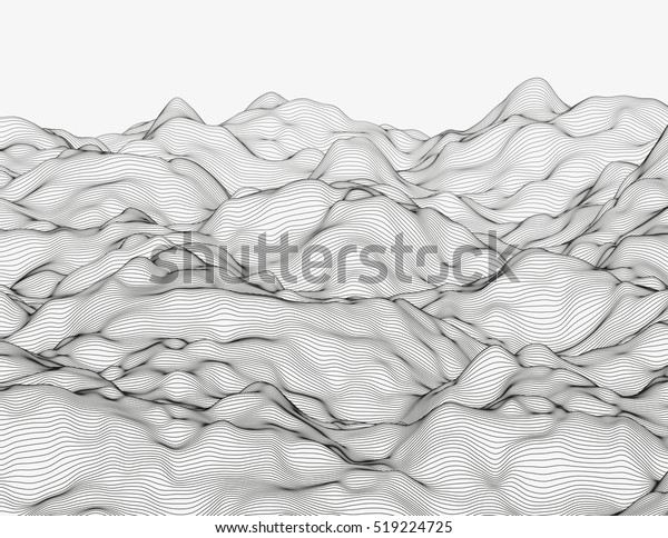 Wavy Linear Monochrome Procedural Terrain Striped Stock Vector (Royalty ...