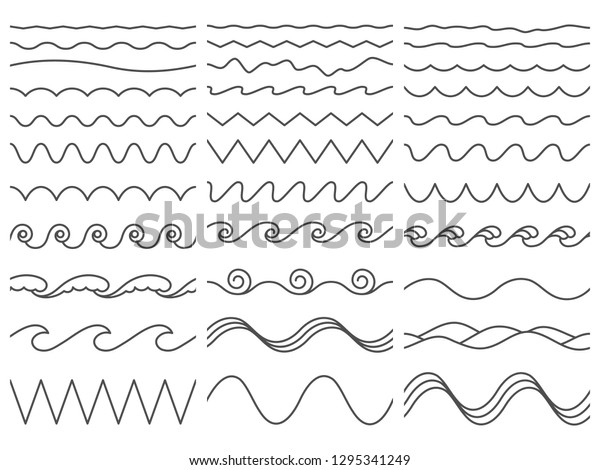Wavy Lines Wiggly Border Curved Sea Stock Vector (Royalty Free) 1295341249